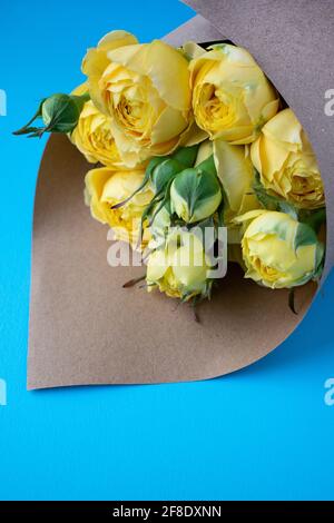 Beautiful yellow roses on color background Stock Photo - Alamy