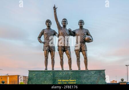 United Trinity Statue in front of Manchester United Football Club ...