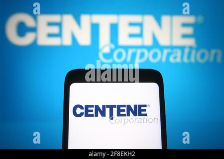 In this photo illustration, the Centene Corporation logo is displayed ...