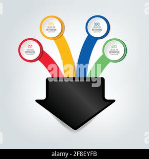8 arrows merging into one point. Infographics chart, scheme Stock ...
