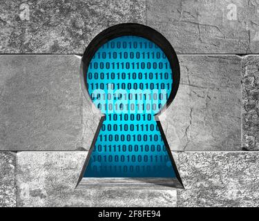 Key hole in the concrete blocks wall. 3D rendering. Earth globe model Stock Photo - Alamy