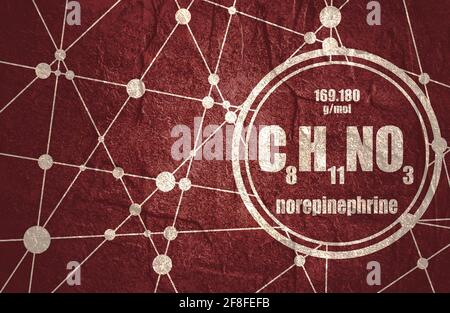 Structural chemical formula of hormone noradrenaline or norepinephrine ...