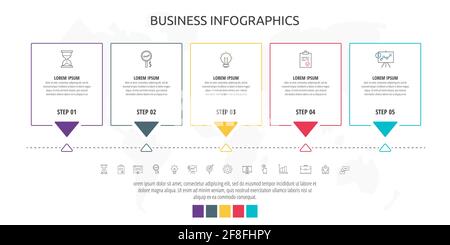 Line cards with 7 steps, arrows. Rectangular infographic. Frames ...