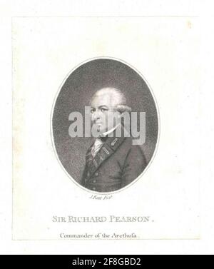 SIR RICHARD PEARSON British naval commander Colourised version of ...