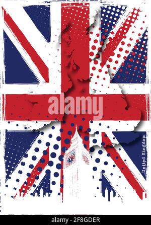 United Kingdom map. Poster with map of the country in retro color ...
