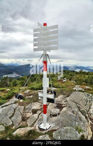 Trig marker on Nihusen mountain in Skodje, Norway. Trigonometric point ...