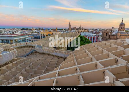 Sunset view of Setas de Sevilla in Spain Stock Photo - Alamy