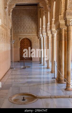 Arcade inside of Alhambra palace in Granada, Spain Stock Photo - Alamy