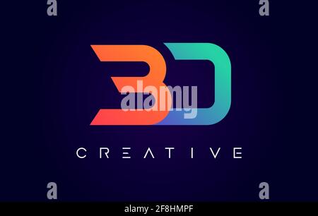 Creative blue letter BD b d logo with leading lines and road concept ...