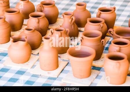 Selective focus shot of a cup made of biscuit on a wooden surface Stock ...