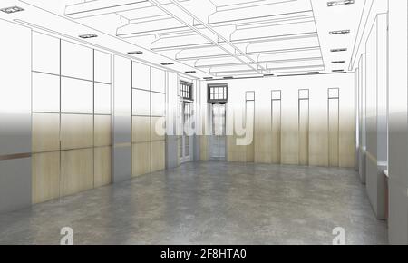 empty room, interior visualization, 3D illustration Stock Photo - Alamy