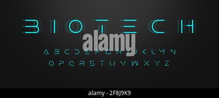 Modern sleek linear alphabet display font vector. Outline decorative technology typography style ...