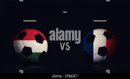 Flags of Hungary and France on Black background, Hungary vs France ...