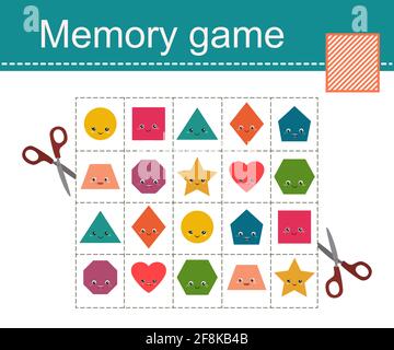 Memory game for children with geometric shapes. Vector illustration ...