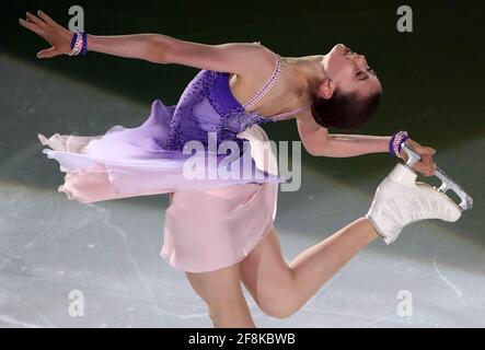 Kamila Valieva of Russia performs during exhibition gala at Palavela ice rink in Turin, Italy on ...