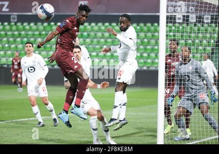 John Boye of FC Metz, Jonathan Bamba of Lille during the French ...