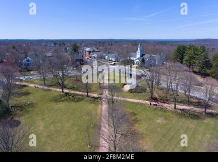 Hopkinton town center aerial view including Town Common and Korean ...