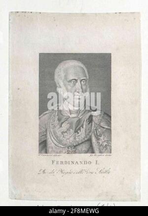 Ferdinand I Bourbon King of the Two Sicilies like Minerva, engraving by ...