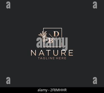 DB letters Botanical feminine logo template floral, editable premade ...