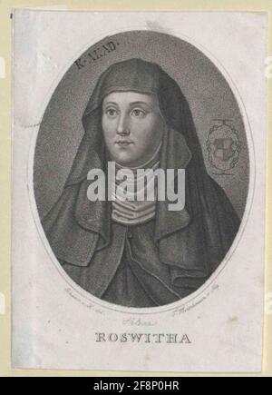 Roswitha of Gandersheim, a medieval playwright and poet, known for her ...