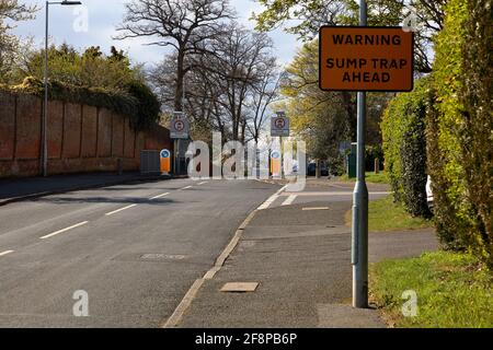 Warning Road Signs for a Narrowing Road and No Footpath For Pedestrians ...