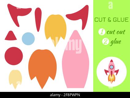 Rocket paper cut toy. Worksheet with missile. Cut and glue the paper ...