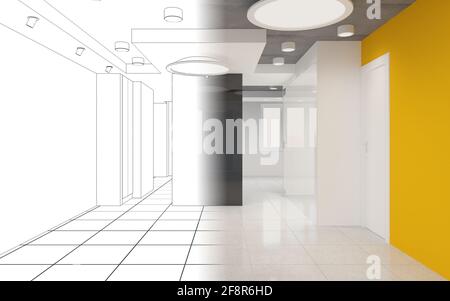 empty room, interior visualization, 3D illustration Stock Photo - Alamy
