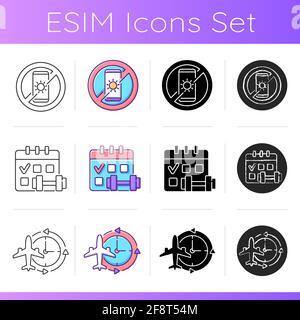 Insomnia causes black glyph icons set on white space Stock Vector Image ...
