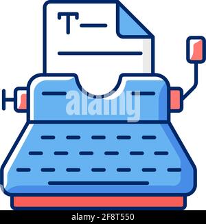 Vintage typewriter RGB color icon for dark theme Stock Vector Image ...