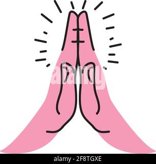 praying hands doodle icon hand drawn illustration Stock Vector Image ...