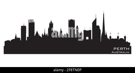 Outline Perth Australia City Skyline with Modern Buildings and ...