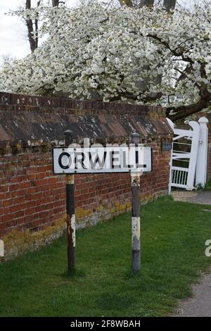 Village sign of Orwell. Orwell, Cambridgeshire, UK Stock Photo - Alamy