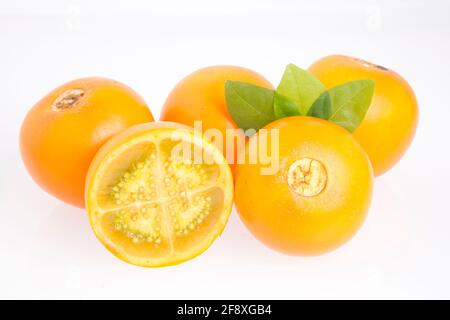 Lulo delicious tropical fruit - Solanum quitoense Stock Photo - Alamy