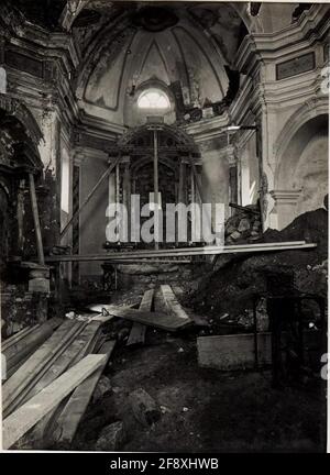 Destroyed interior of the church in Vojscica on August 26, 1917, during ...