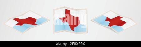 Texas map, folded paper with Texas map. Vector illustration Stock ...