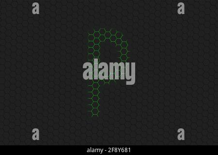 Rho sign. Rho letter, Greek alphabet Symbol, green hexagon Stock Photo ...