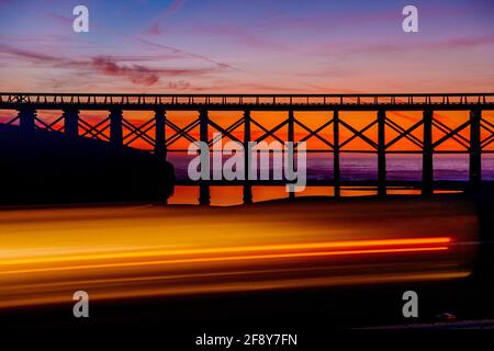 Bridge at sunset, Pudding Creek Trestle, Fort Bragg, California, USA ...