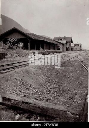 The damaged train station in Toblach, taken in August 1916 Stock Photo ...