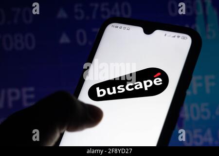 In this photo illustration, the Buscapé logo seen displayed on a ...