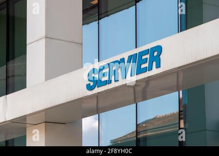 Exterior view of the headquarters of Servier laboratories, a French ...