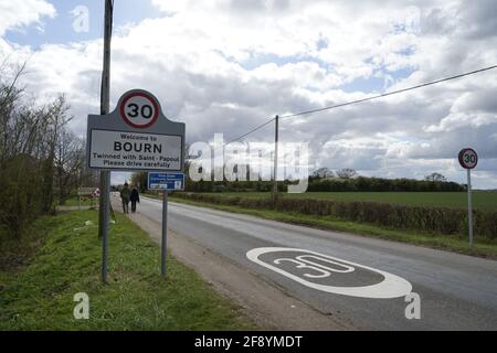 Bourn village sign, Cambridgeshire Stock Photo - Alamy
