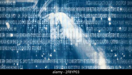 Falling codes light trails, over computer code, program coding and technology concept Stock ...