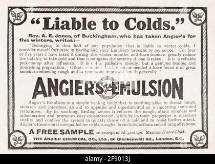 Old vintage Angier's Emulsion medical advert from 1911 - pre ...