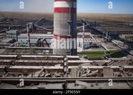 GRES-1 steam power plant. Panoramic aerial view. industrial building ...