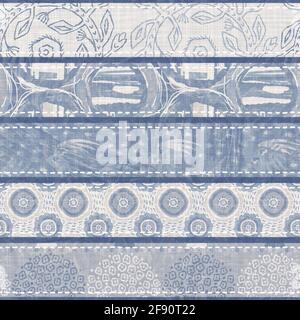 Shabby chic french grey blue linen patchwork stripe. Grunge washed out ...