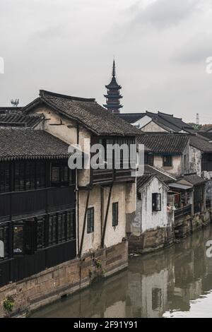 Old buildings and landscapes of Qiandeng ancient town, a water town in ...