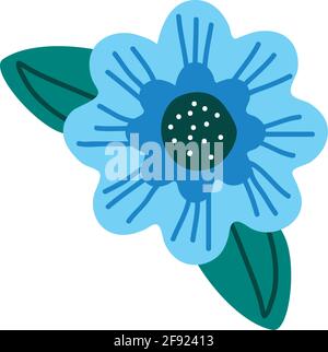 flower blue with leafs icon Stock Vector Image & Art - Alamy