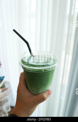 iced tea, iced matcha or matcha green tea or green tea for serve Stock ...