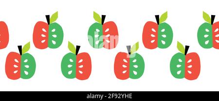 Seamless vector border apples. Repeating pattern Scandinavian style ...