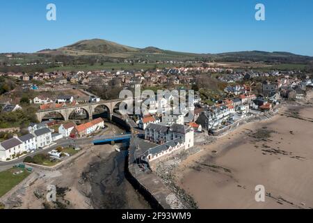 Aerial view of village of Lower Largo in Fife, Scotland, UK Stock Photo ...
